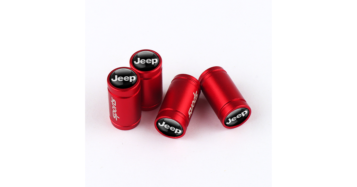 RED SPORT TIRE VALVE STEM CAPS FOR JEEP